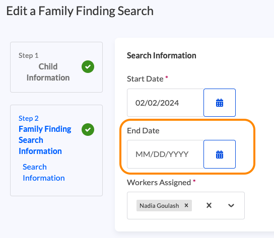 Create/Manage Family Finding Search – Binti