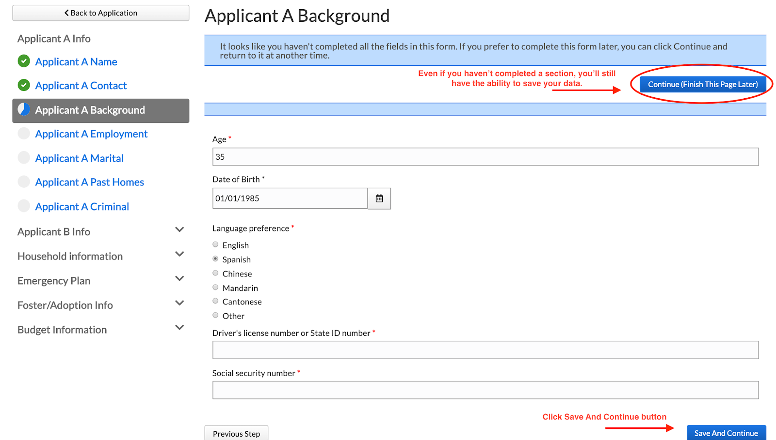 Saving / Making changes to my application – Binti