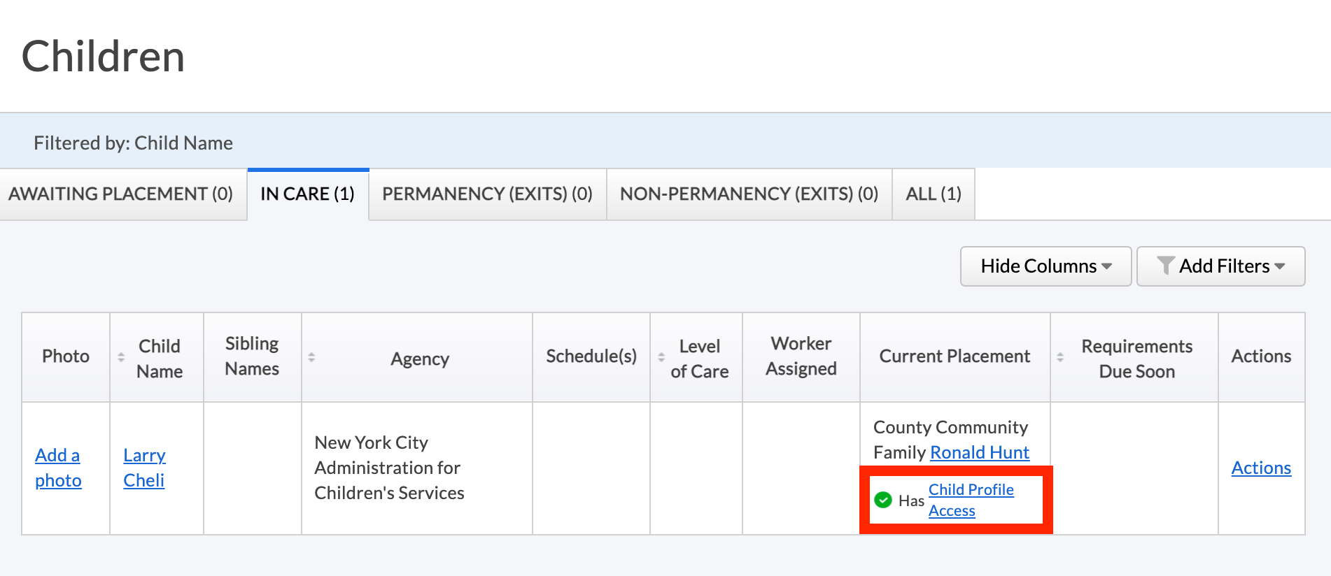 Child Profile Access – Binti